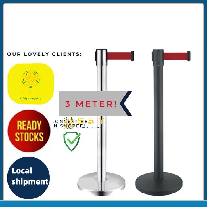【COD】Stainless Steel Queue Up Stand With 300CM 3 Meter Retractable Belt ...