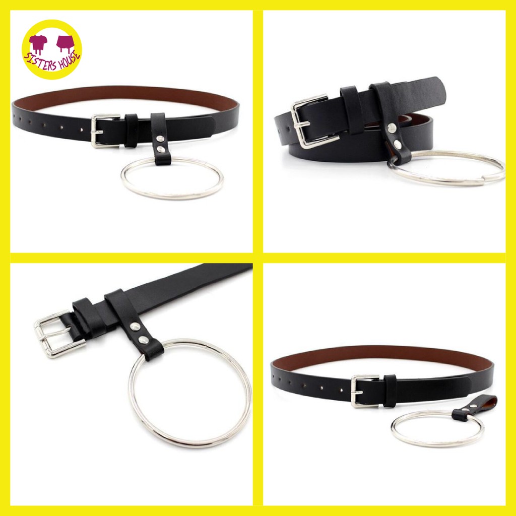 Black Women's Belt With Small Round Oze Square Buckle (With Round Belt ...