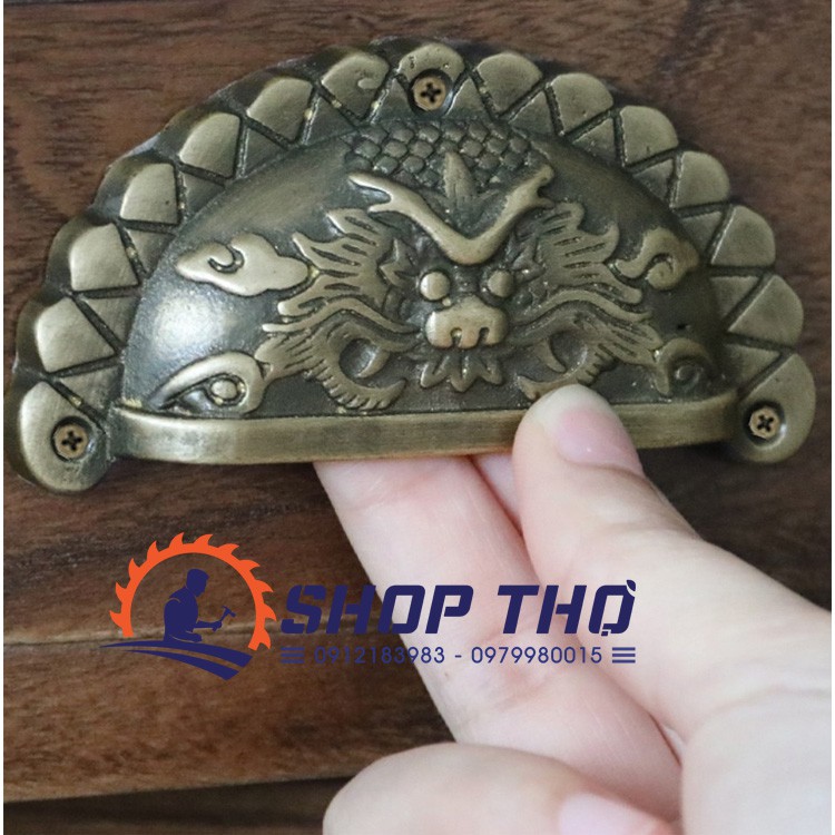 Antique antique pull handle with negative knob B086 carved with dragon (2 pieces) | Shopee Malaysia