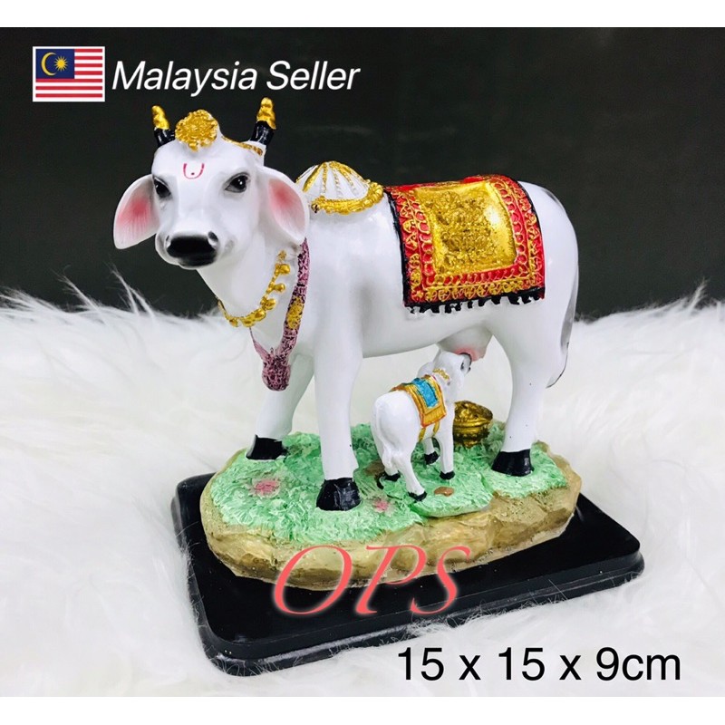 *Ready Stock* Premium Quality Indian God Cow and Calf Statues / White ...