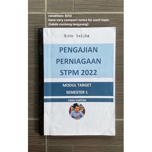 Pengajian Perniagaan Semester 1 STPM (Nota Padat) | Shopee Malaysia