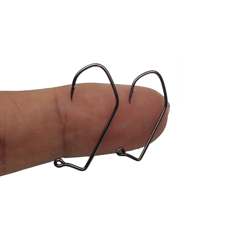 50pcs V Shape Aberdeen Jig Fishing Hooks Barbed Black Hook High Carbon ...