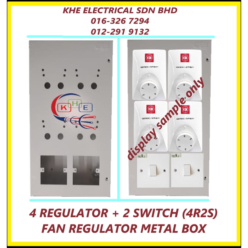 4 Regulator + 2 Switch 4R2S Metal Fan Regulator Box / Kotak Logam ...