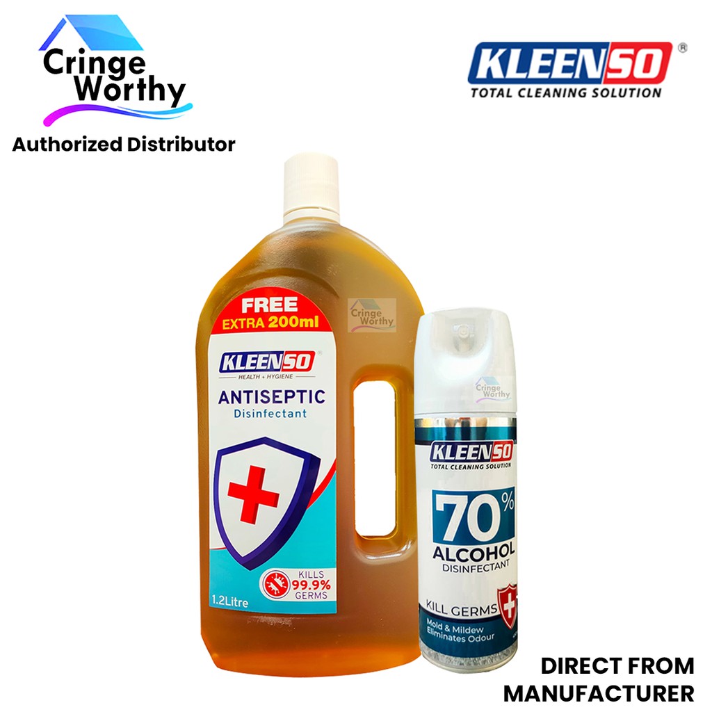 KLEENSO Anti-Septic Cleaner 1.2L + KLEENSO Aerosol Disinfectant Spray ...