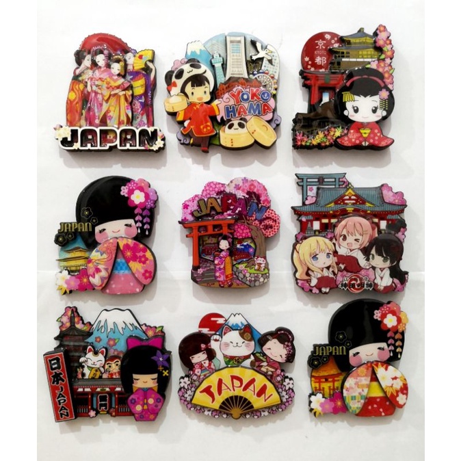 3D Wooden Fridge Magnets ~ Japanese Lady Character Collections | JAPAN ...