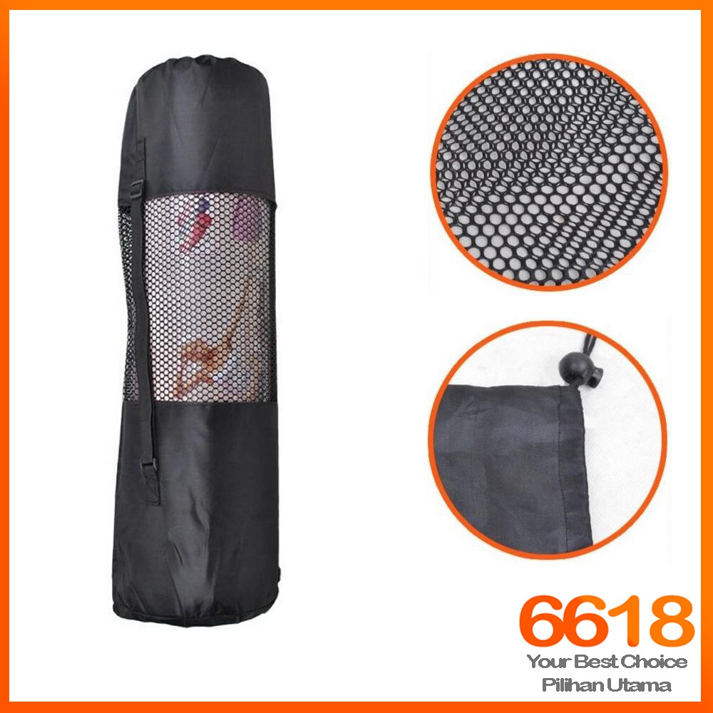 Sukan Senaman Tikar Yoga Beg Yoga Mat Carrier Carry Bag Black Net Mesh ...