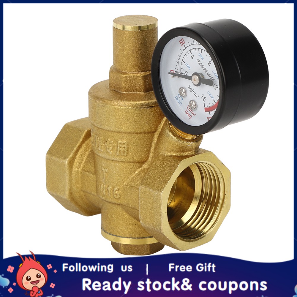 [Ready Stock] Xiyijia DN25 NPT 1'' Adjustable Brass Water Pressure Regulator Reducer With Gauge ...