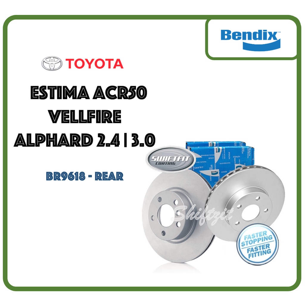 Original Bendix Swiftfit BR9618 Rear Disc Rotor - Toyota Estima ACR50 ...