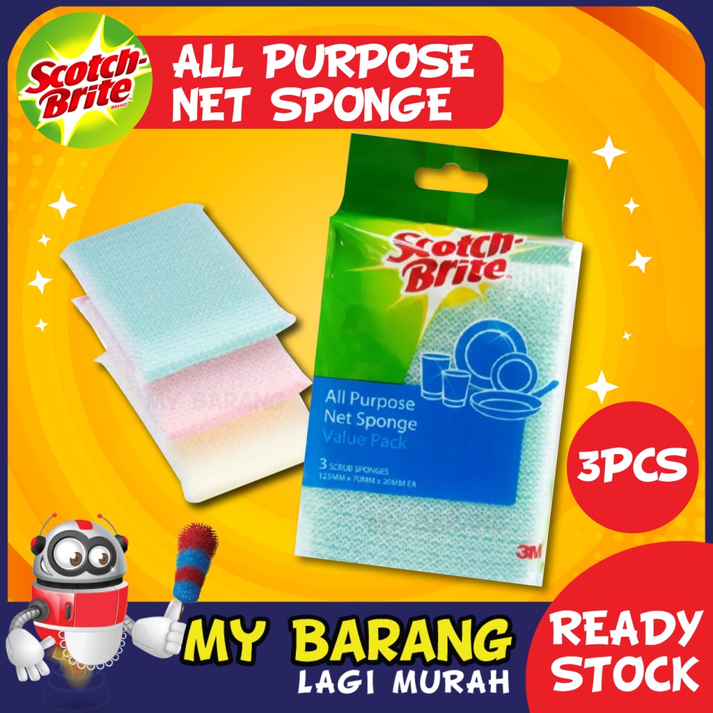 3M Scotch Brite All Purpose Cleaning Net Sponge (3pc/pack) 3 Different ...