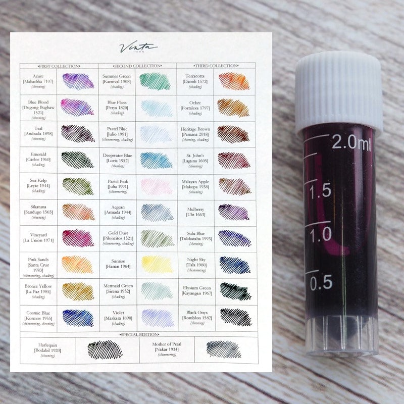 Vinta Inks 2ml Ink Sample, Inks for Fountain Pen, Assorted Colors ...