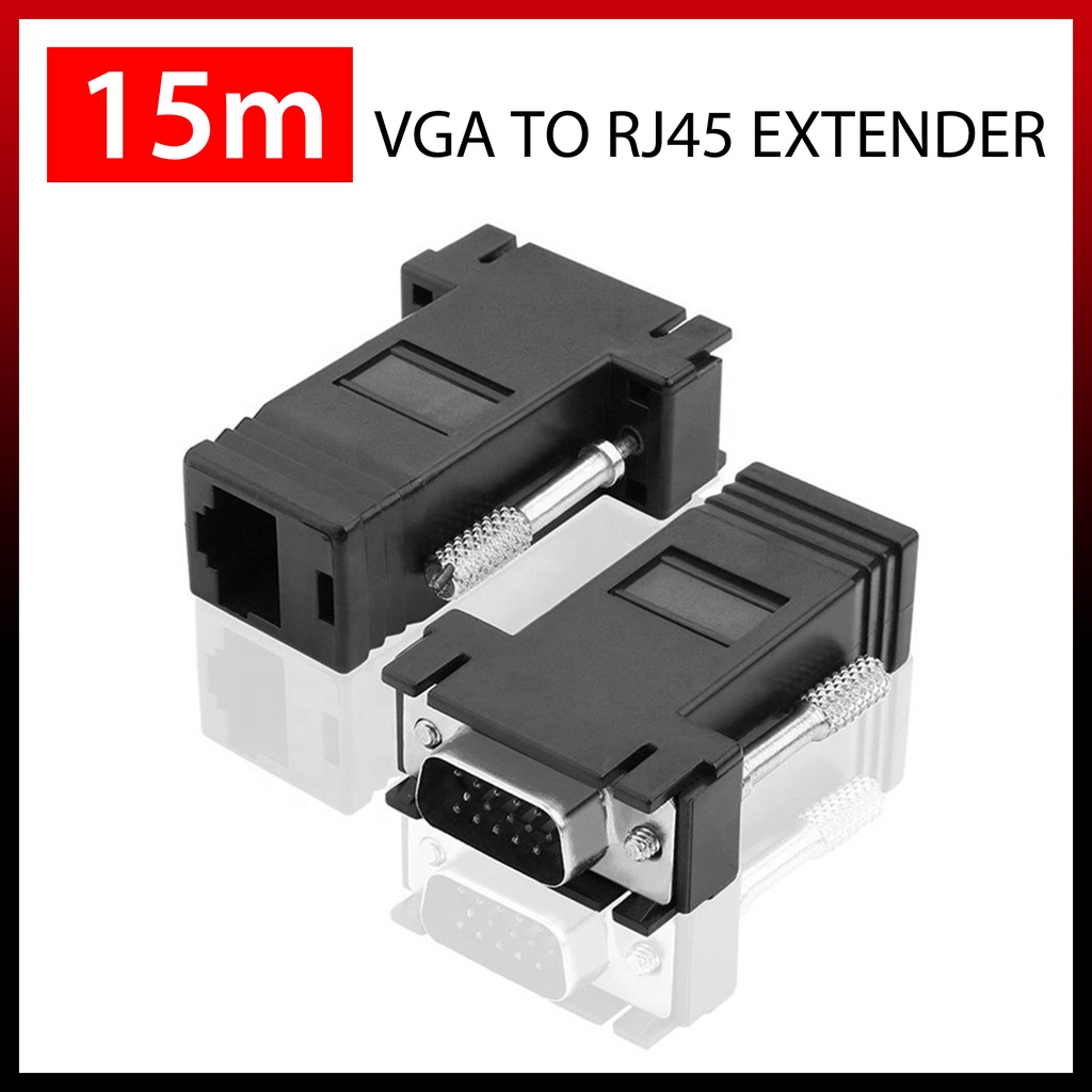 VGA Male to RJ45 LAN CAT5 CAT6 Network Cable Adapter Extender 15pin ...