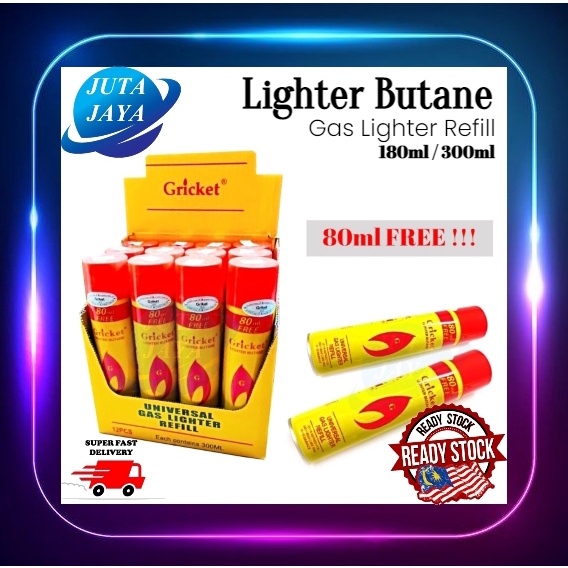 Universal Gas Lighter Refill 300ml Free 80ml or 180ml Gricket / Glictel ...