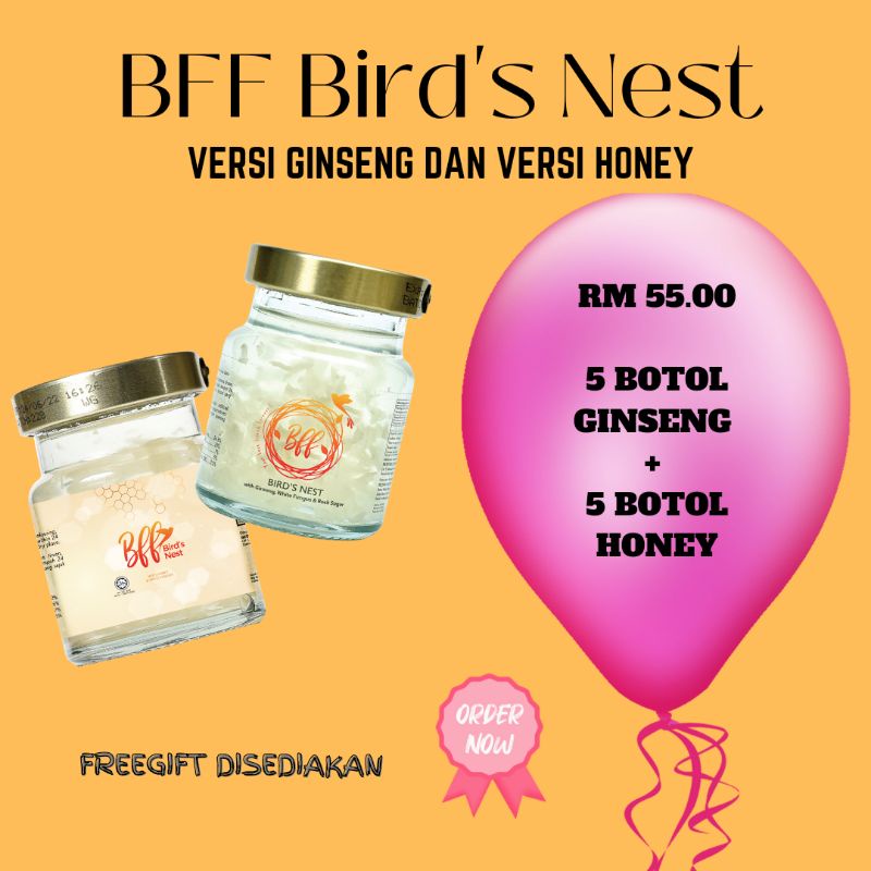 MINUMAN SARANG BURUNG BFF BIRD'S NEST ( 5 BTL GINSENG & 5 BTL HONEY ) | Shopee Malaysia