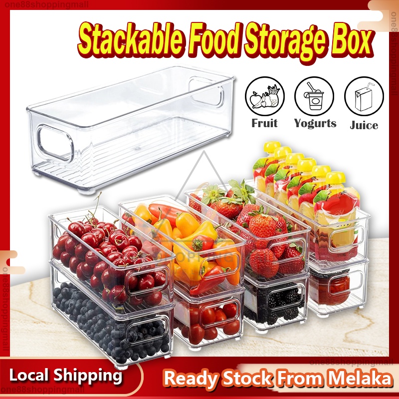 Stackable Plastic Food Storage Bins Kitchen Refrigerator Organizer With ...