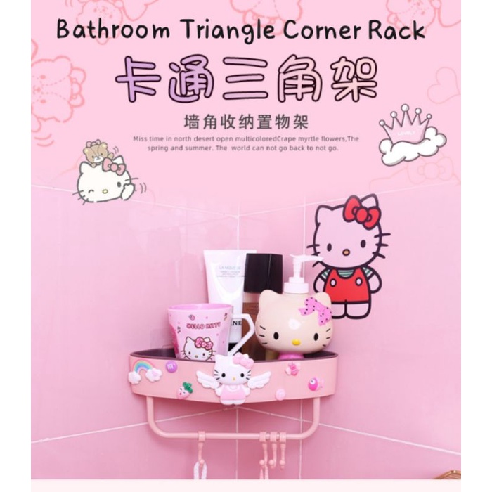 Hello Kitty Traingle Corner Rack Storage Rack Wall Hanging | Shopee ...