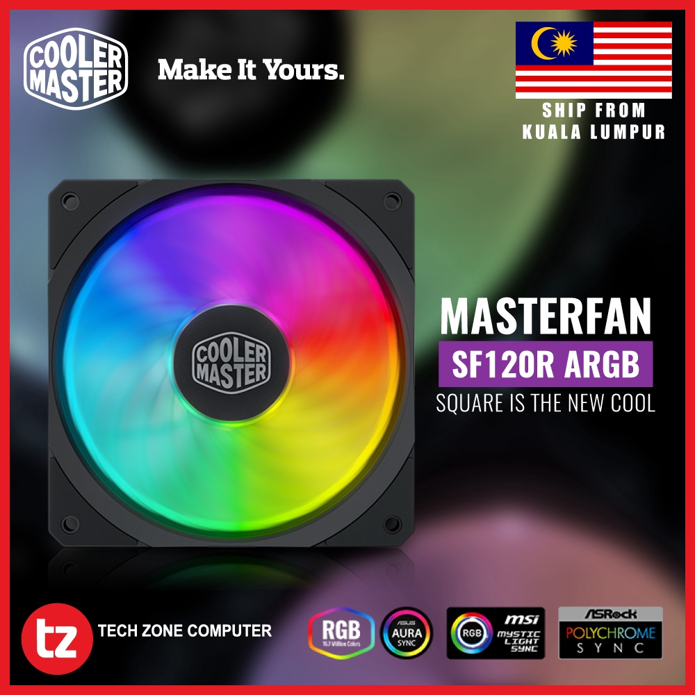 Cooler Master MasterFan SF120R ARGB 120mm Addressable RGB Case Fan (MFX ...