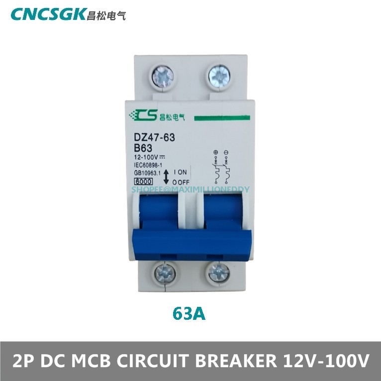 DC MCB 2Pole Circuit Breaker For Solar System Battery 6A - 125A 12V 24V ...