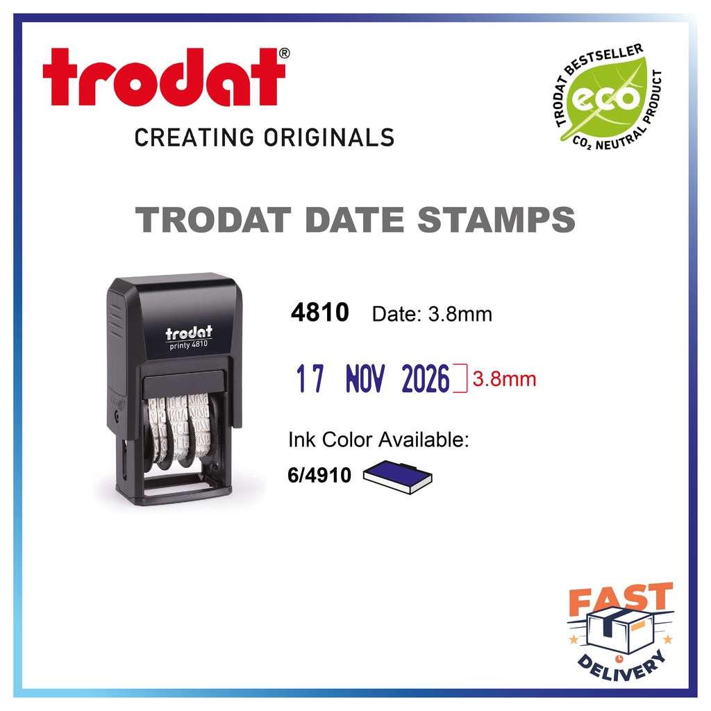 TRODAT 4810 SELF INKING PRINTY DATER STAMP | Shopee Malaysia