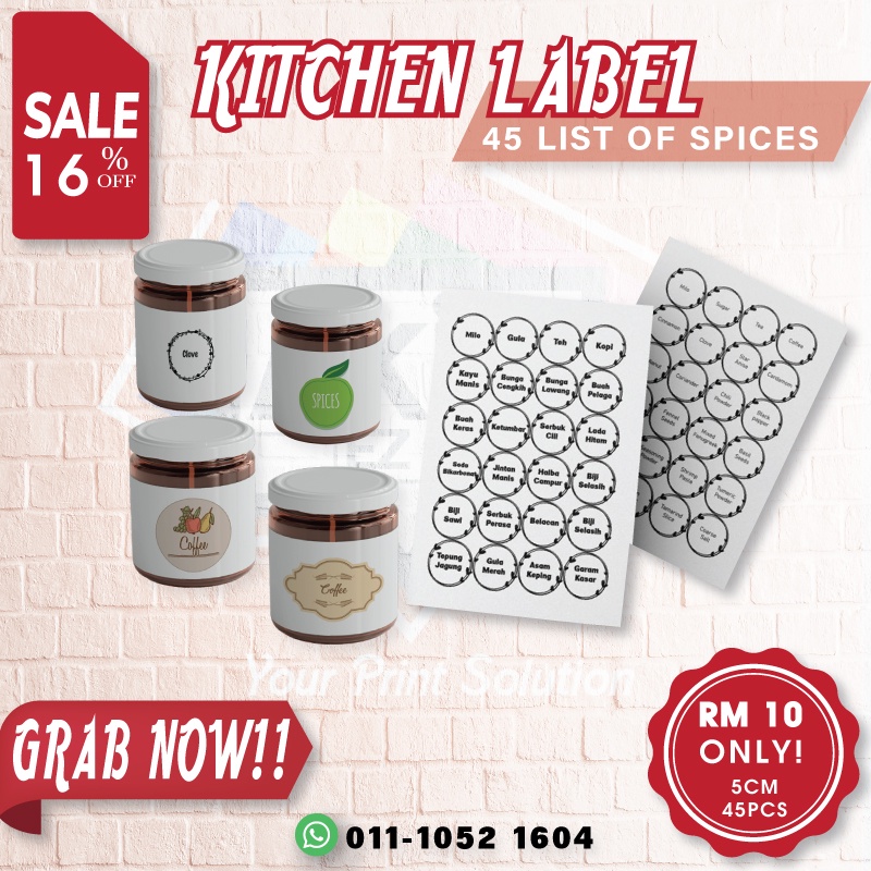 🔥KITCHEN LABEL STICKER/STIKER LABEL DAPUR🔥 | Shopee Malaysia