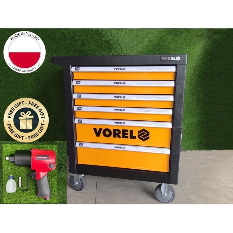 (READY STOCK)YT-58540 POLAND VOREL 6 Drawer Tool Cart With Tools 177pcs ...