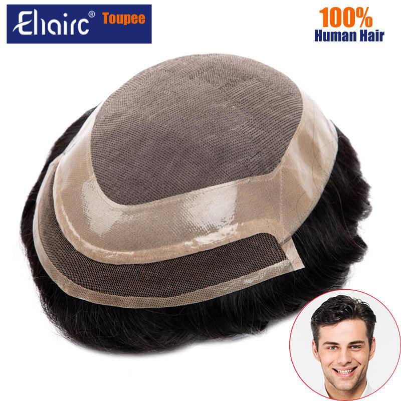 Male Hair Prosthesis Lace Front MonoTop Durable Toupee Men Wig 100% ...