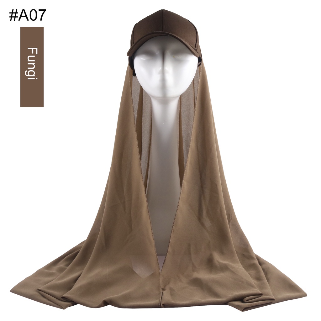 Baseball Cap Hijab Chiffon Shawl Tudung Sukan Sports Chiffon Hijab With ...