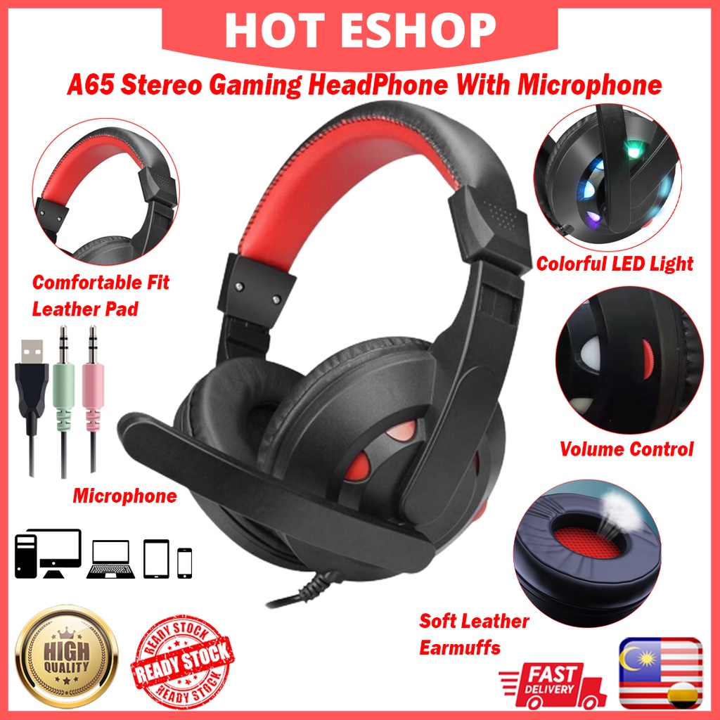 Misde A65 Gaming Headphones with Mic and Led Light | Shopee Malaysia