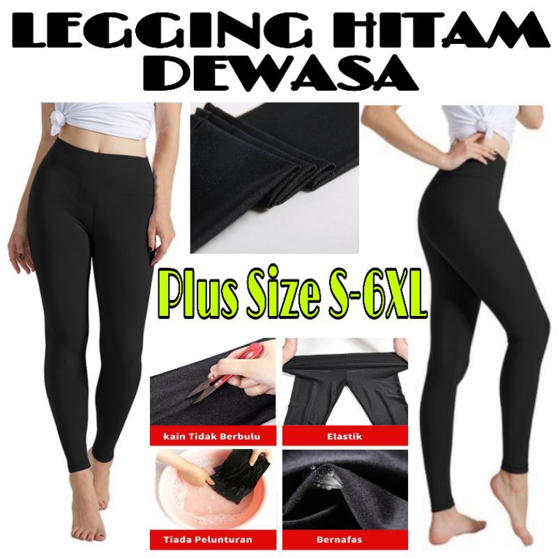 Legging Hitam Dewasa / Legging Hitam Murah / Black Legging / Strechable ...