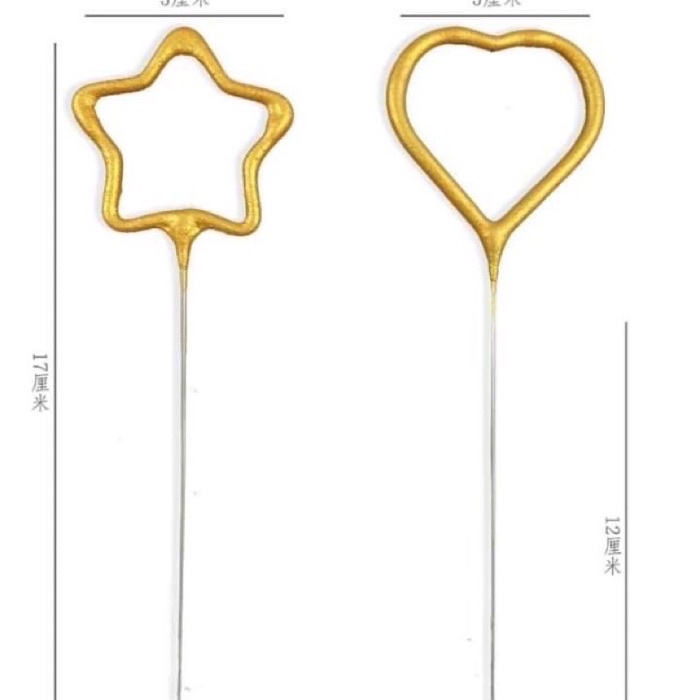 Sparking Heart Love Star Shape Birthday Cake Deco Candle Firework Lilin ...