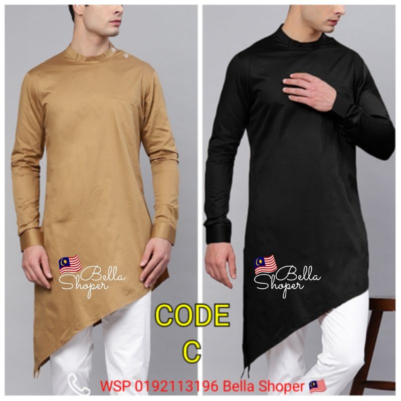 Kurta India Punjabi Sultan Baju Raya Melayu Muslim Men Jippa Slant ...