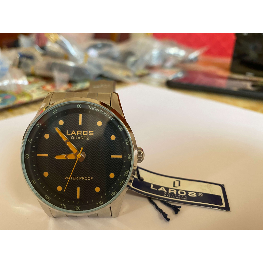 Laros Quartz Black Dial with Orange Indicators Watch | Shopee Malaysia