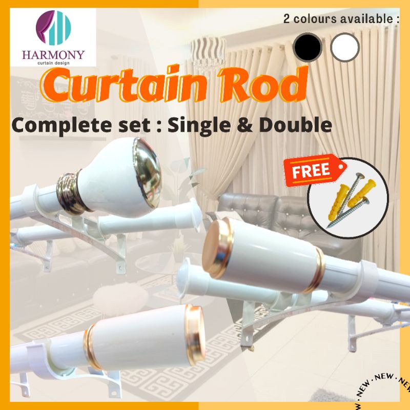 🔥NEW🔥Curtain Rod Langsir Sliding Door Tingkap Eyelet Tebuk Cangkuk ...