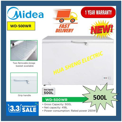Midea WD-500WR Gross 500L Chest Freezer | Shopee Malaysia