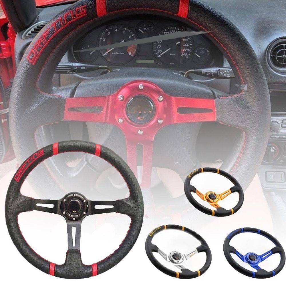 Momo 14'' Inch 350mm Deep Dish Drifting Racing Car Sport Steering Wheel ARMY PVC LEATHER Iswara ...