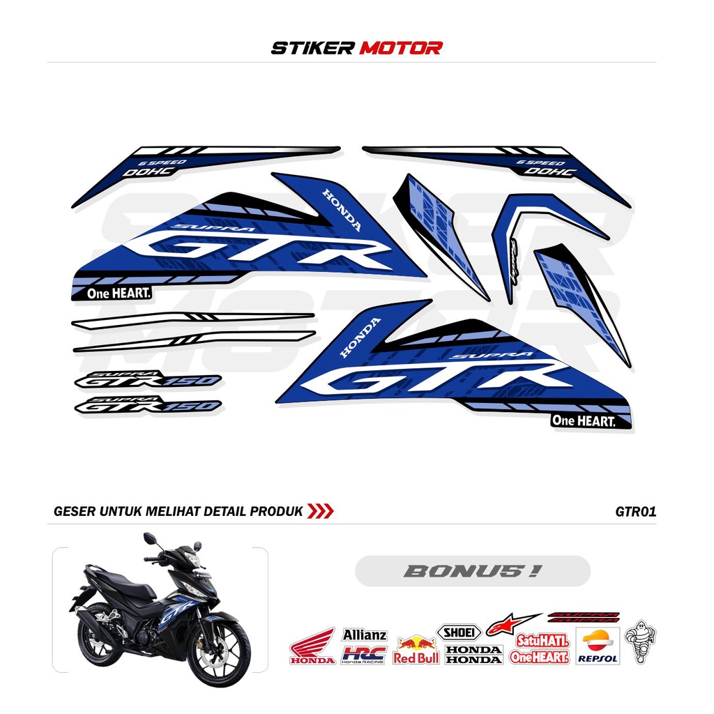 Gtr01 STRIPING STICKER HONDA SUPRA GTR 150 RS150R WINNER V1 STICKER ...