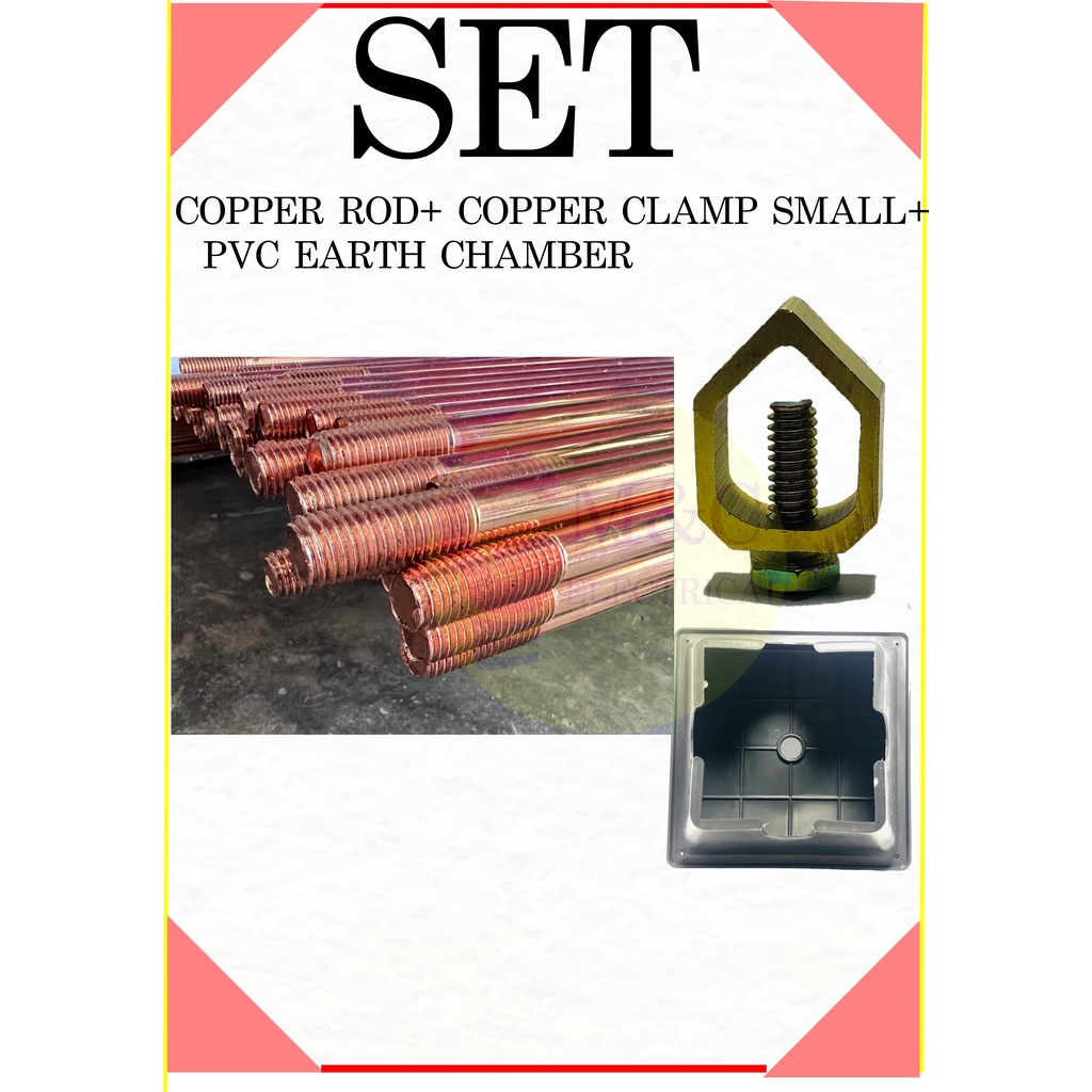 SET COPPER ROD (5FT) / COPPER CLAMP SMAIL / PVC EARTH CHAMBER | Shopee ...
