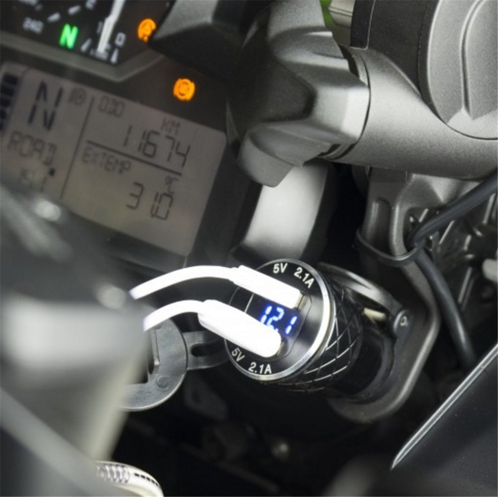 QC3.0 5V 4.2A Dual USB Charger Motorcycle Hella Din Socket Metal Shell ...