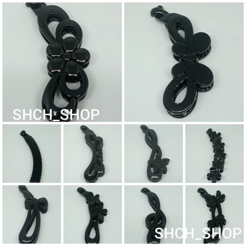 Korea Simple Basic Black Banana Clip Adult Large Acrylic Ponytail Clip ...
