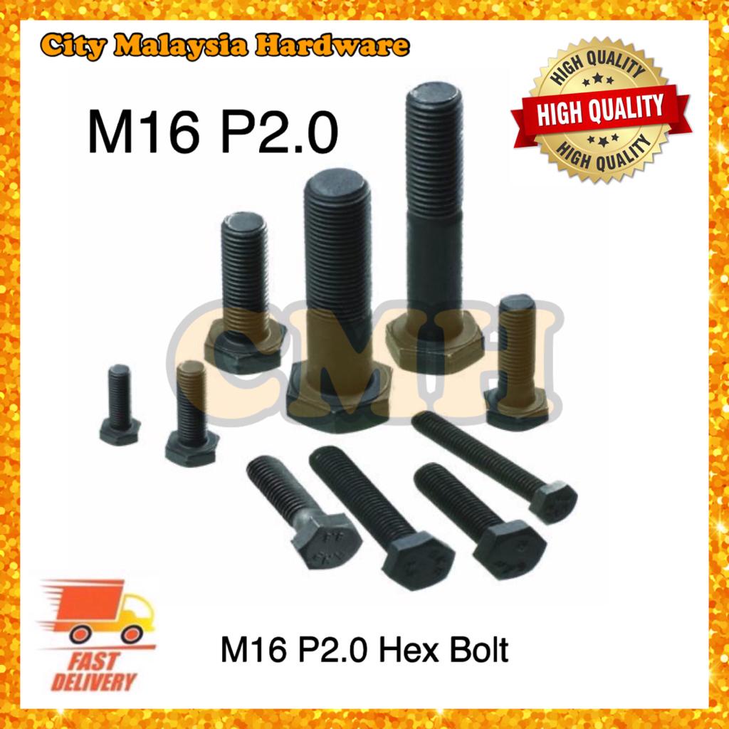 M16 Hex Bolt Nut & Spring Washer High Tensile M16 Bolt Nut & Spring ...