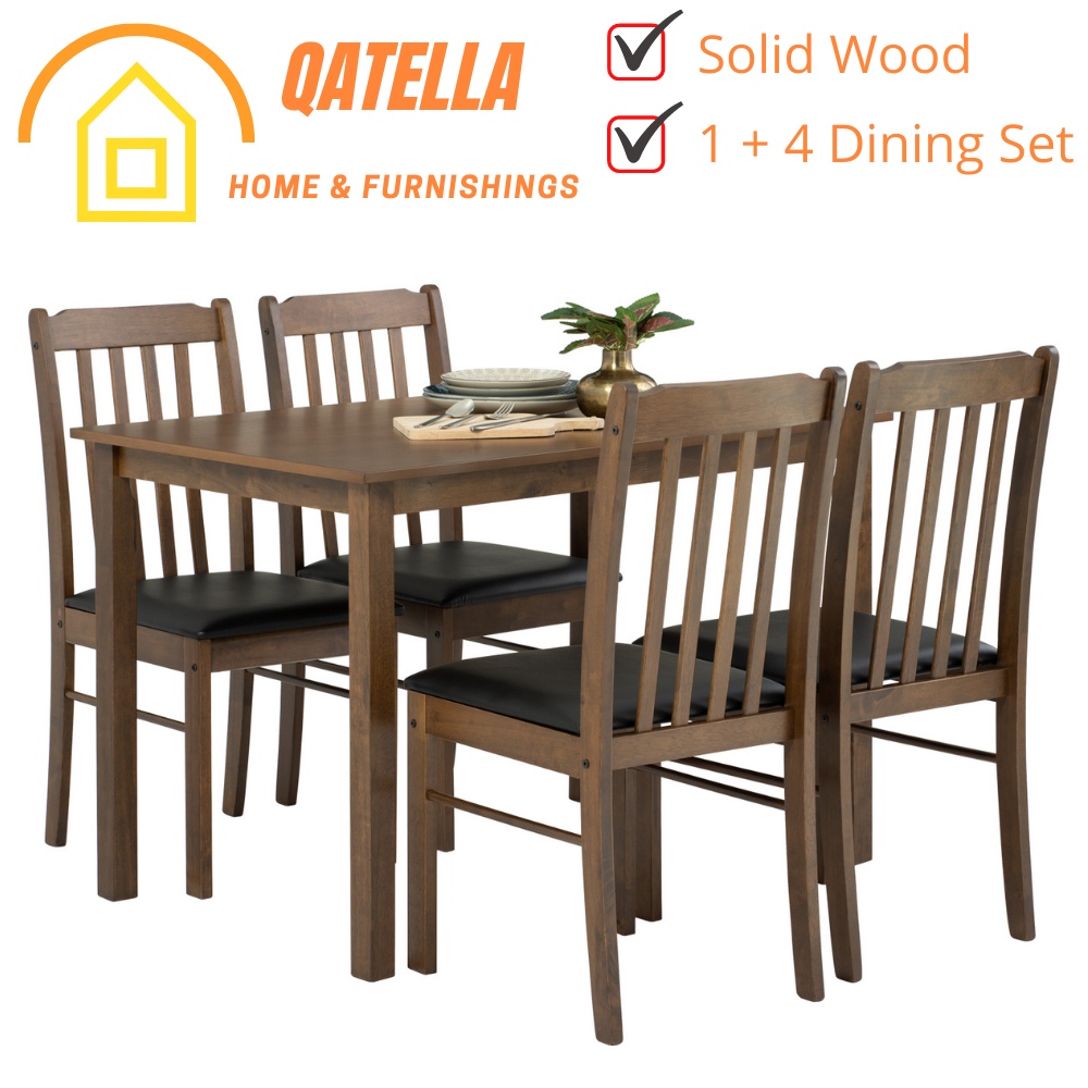 Qatella FAYE Solid wood 4 seater dining set 4/ dining set table/ set ...