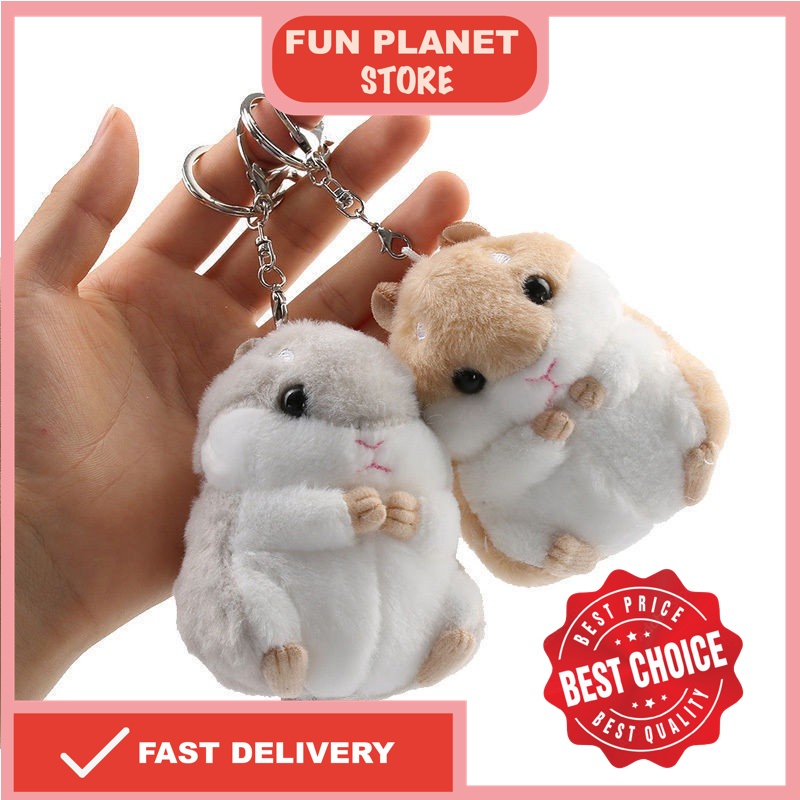 🔥 Ready Stock 🔥 Cute Mini Hamster KeyChains Fluffy Toy Doll Gift for ...