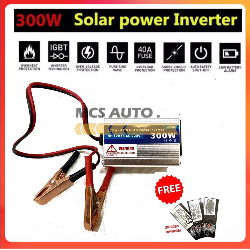 UNIVERSAL CAR ELECTRIC SOLAR POWER INVERTER 300WATT DC TO AC | Shopee ...