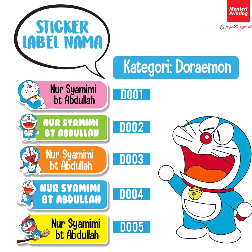 [100PCS] STIKER NAMA DORAEMON / DORAEMON NAME STICKER LABEL BARANG ...