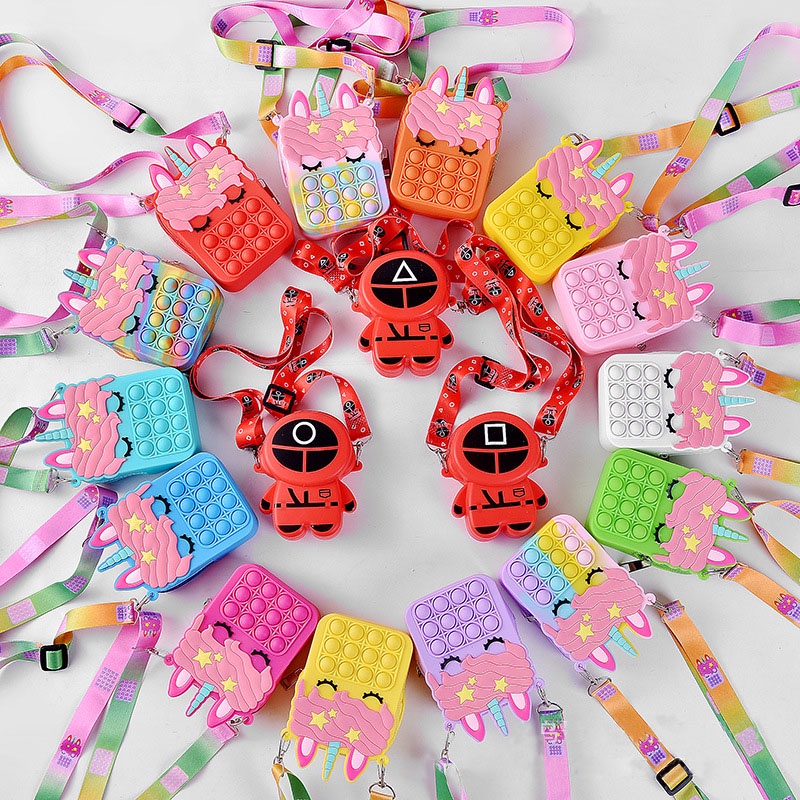 Unicorn Push Pop It Toy Messenger Bag and Shoulder Bag Fidget Toy ...