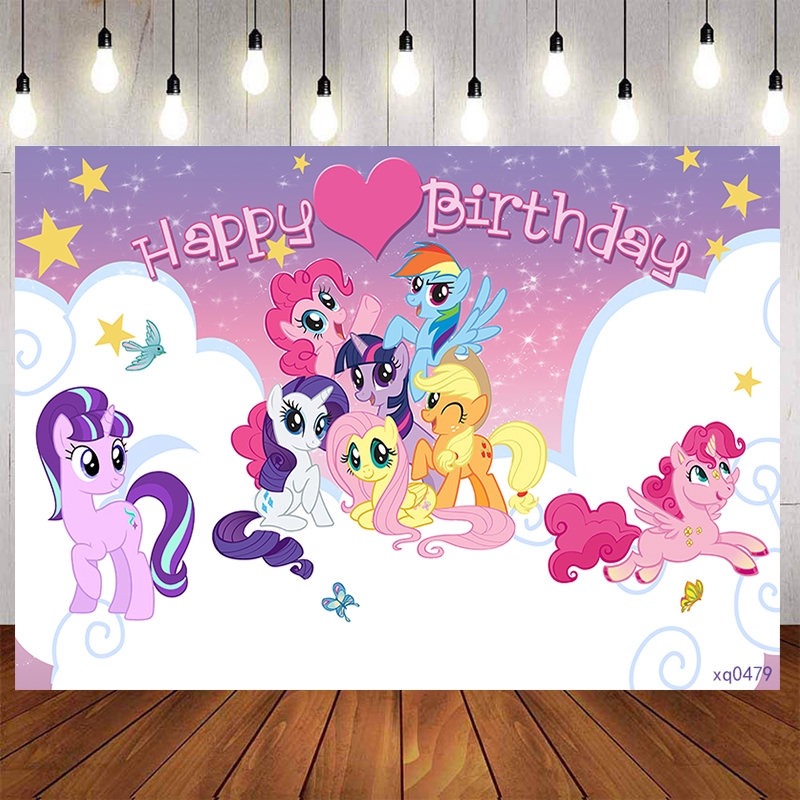 Little Pony Cute Backdrops Cartoon Girls Birthday Party Photography ...