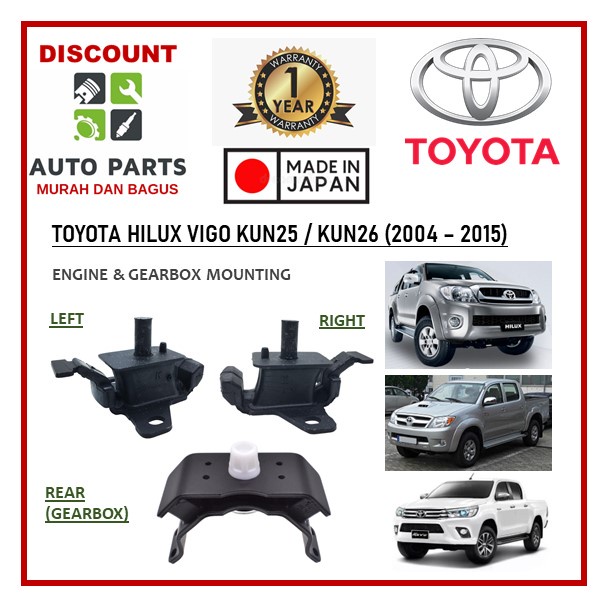 1YEAR WARRANTY TOYOTA HILUX VIGO KUN25 KUN26 ENGINE & GEARBOX MOUNTING ...