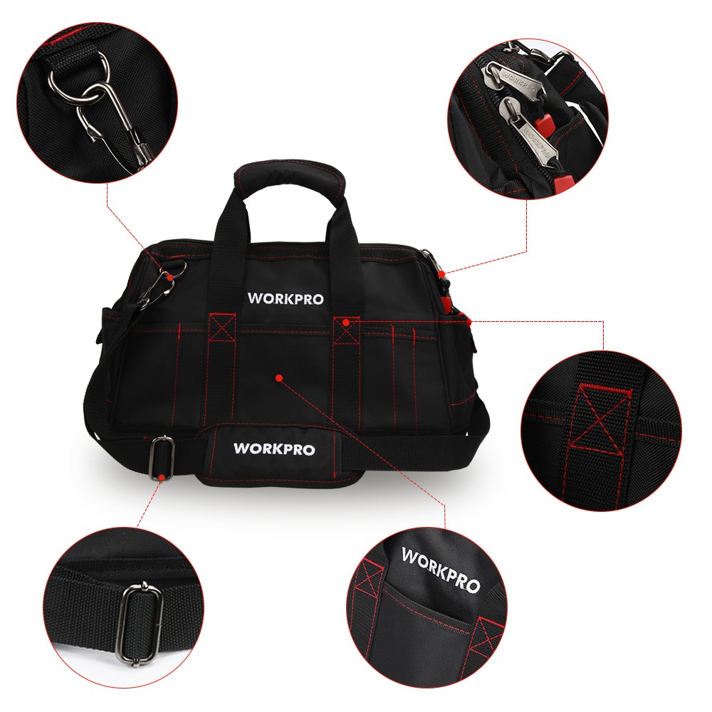WORKPRO 16 Inches Tool Bag Multifunctional Bags for Tools Hardware ...