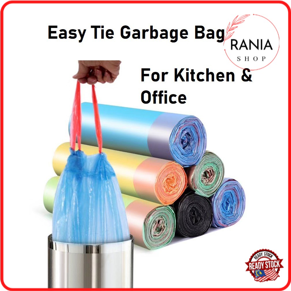 Garbage Bag Plastik sampah Auto Close Easy PULL 45cmx50cm Tie On ...