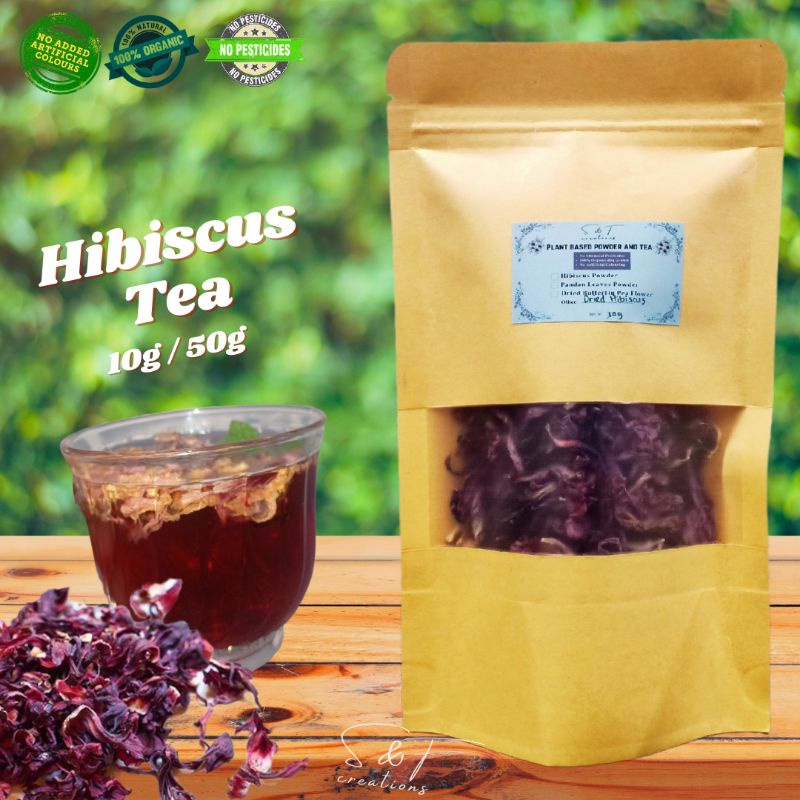 100% Organic Dried Hibiscus Flower | Hibiscus Tea | Bunga Raya | Sembaruthi (10g /50g) | Shopee ...