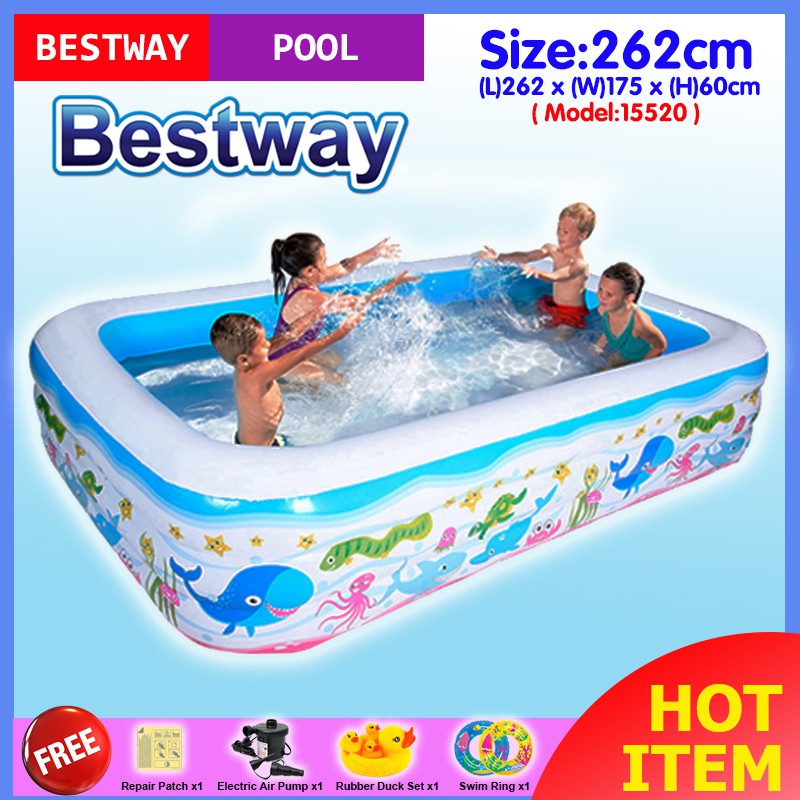 Bestway 15520 3 Layers Family Inflatable Swimming Pool Playing Pool ...